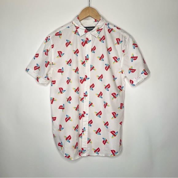 Sony | Shirts | Playstation Monogram Button Down Short Sleeve Polo Top ...